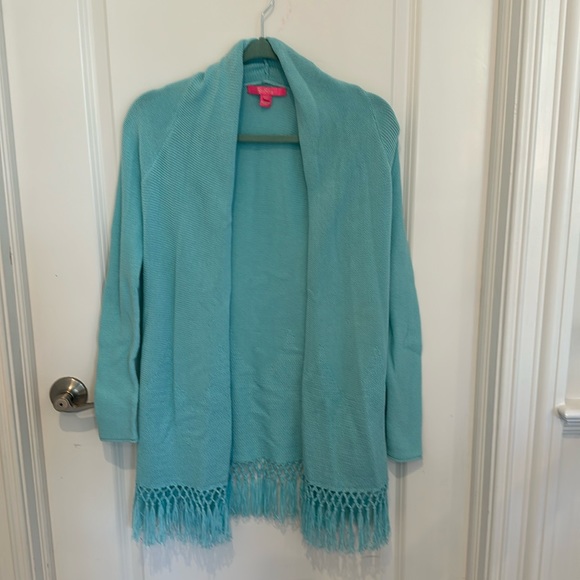 Lilly Pulitzer | Sweaters | Lilly Pulitzer Teal Long Fridge Hem ...